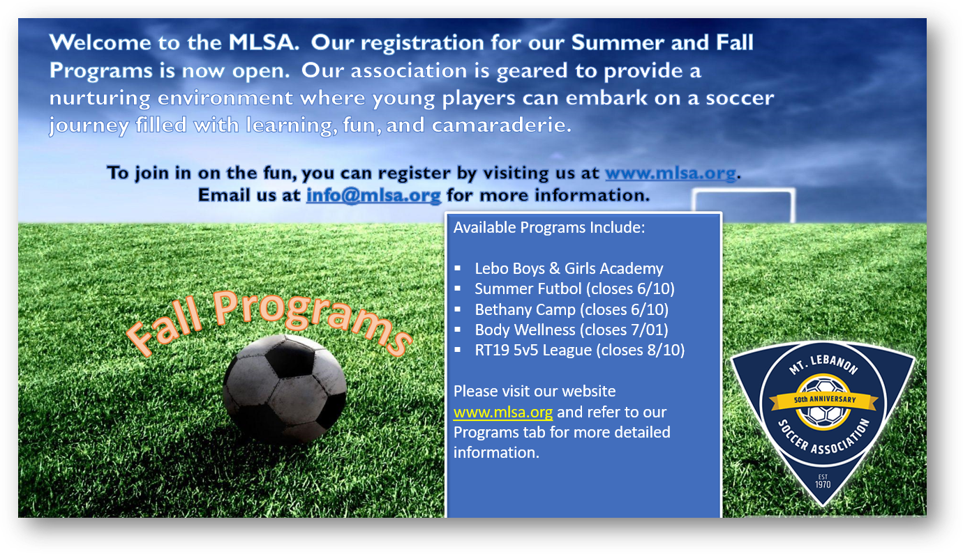 Mt. Lebanon Soccer Association | Home